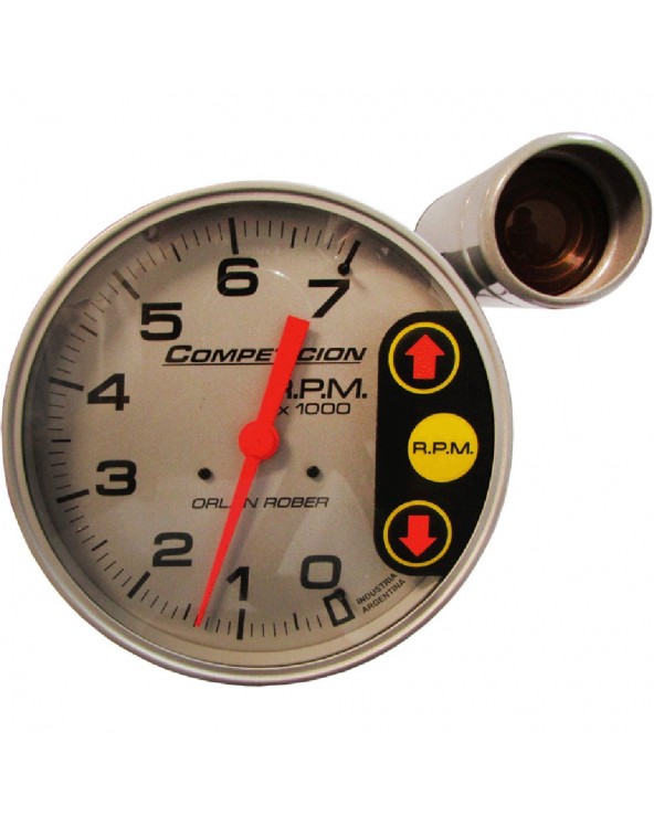 Tacometro Diesel Competicion 7.000 Rpm Plata Electronico 12V 125mm